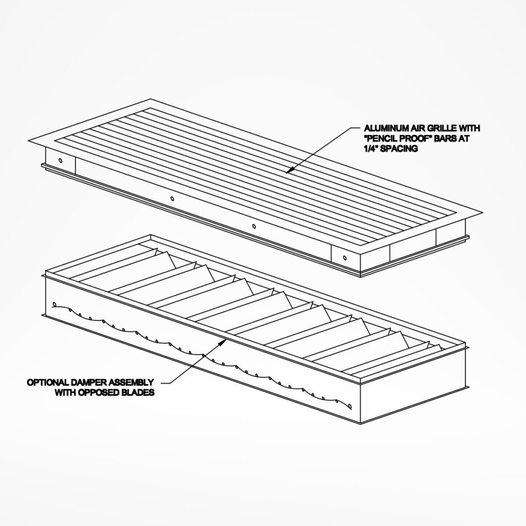 ASM Smart Linear Air Grille Insert for Raised Floor Tiles 6"x18"