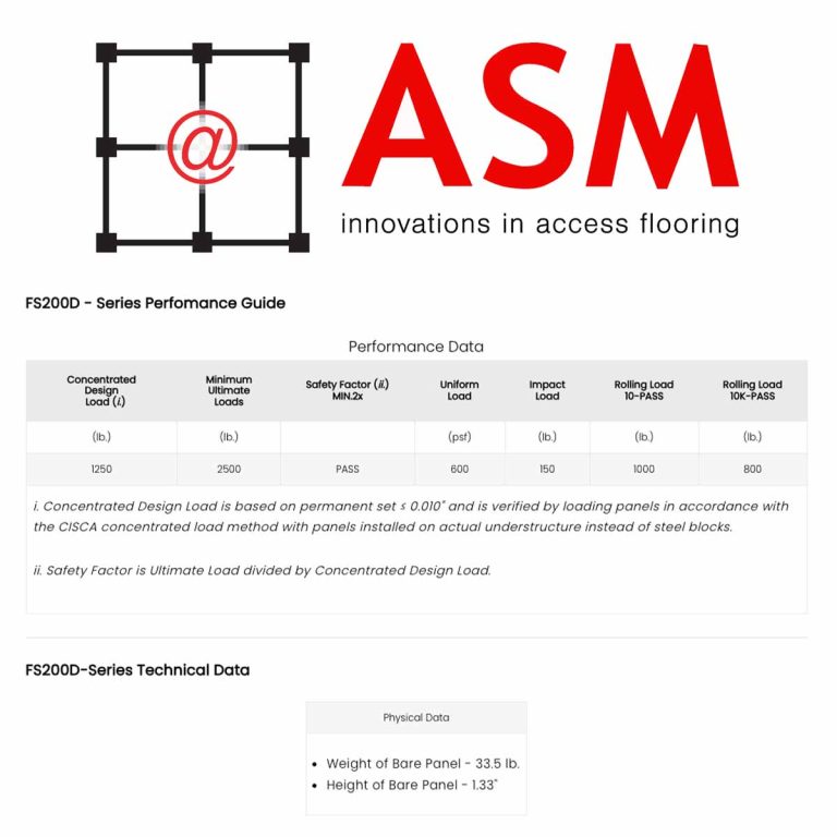 ASM FS200 Raised Floor Panel (FS-Series) - Data Center Floor Tiles
