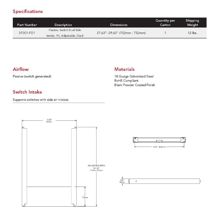 SF001-PD1 - SwitchFix Passive Cooling Channel - Data Center Floor Tiles